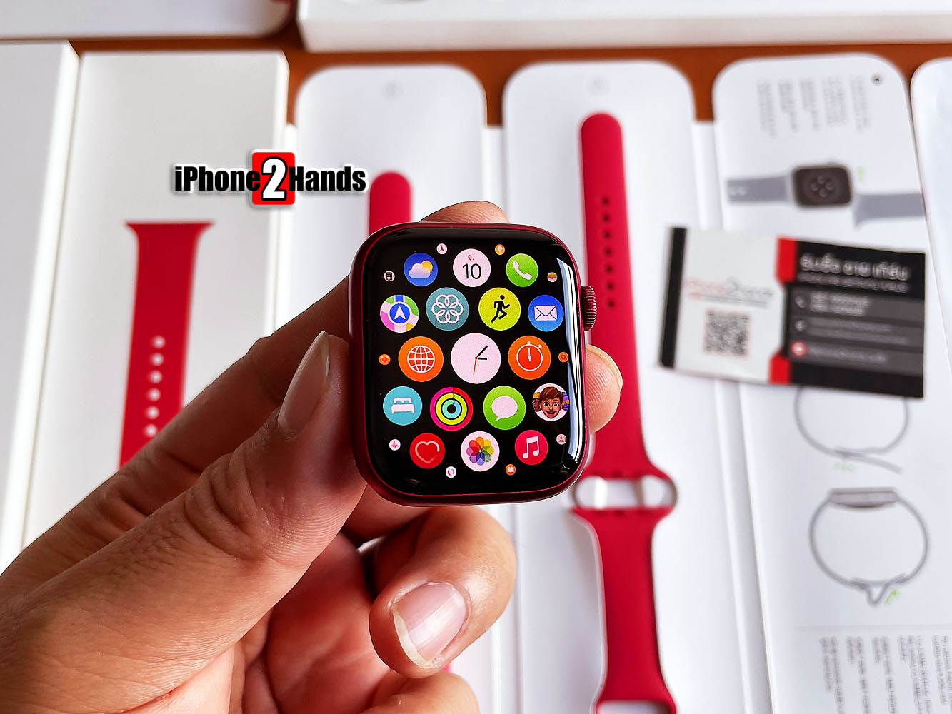 Apple Watch 7 สีแดง 45MM GPS เครื่องศูนย์ไทย อุปกรณ์ครบกล่อง มือสอง ...