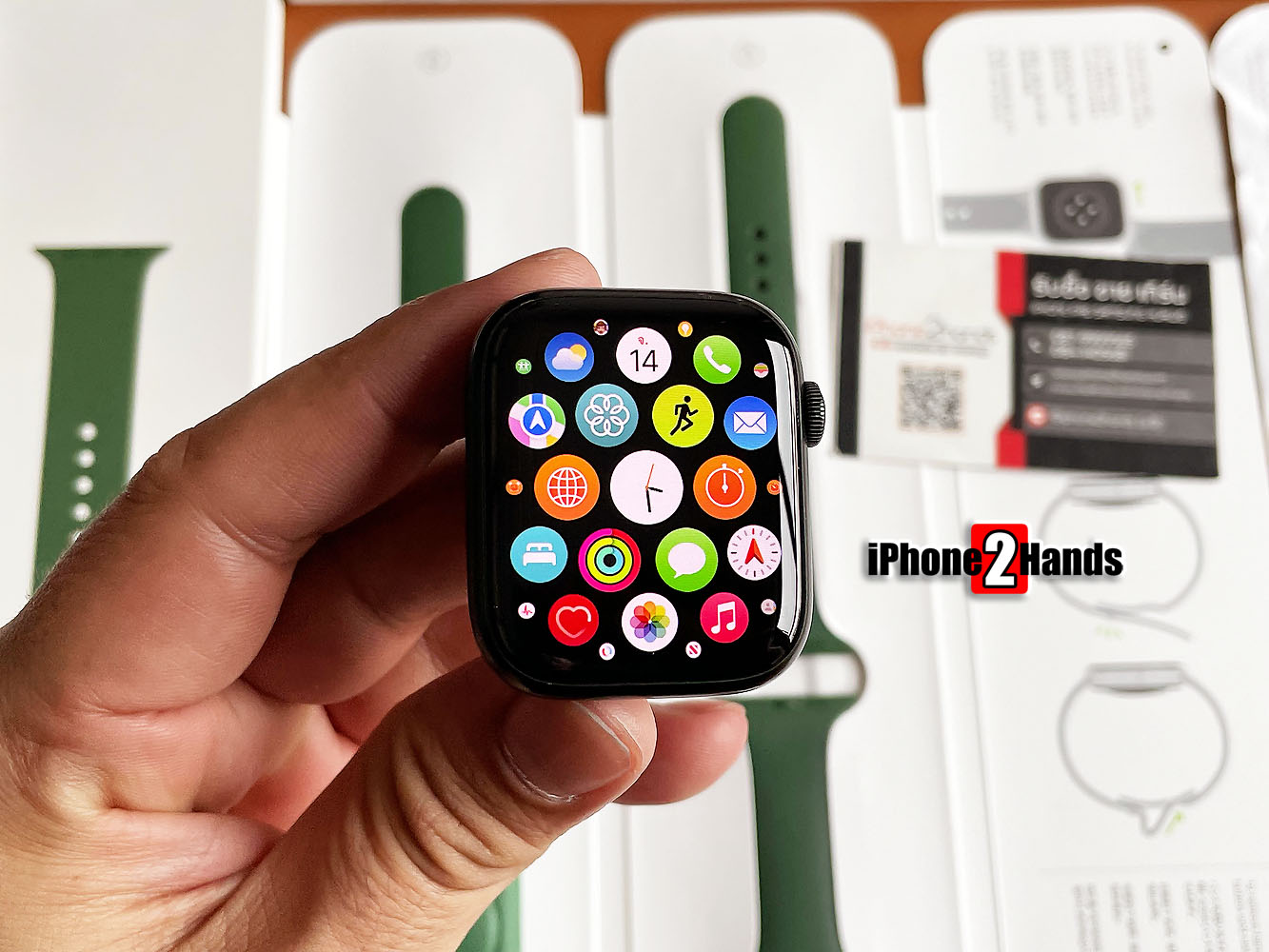 Apple Watch 7 สีเขียว 45MM GPS เครื่องศูนย์ไทย อุปกรณ์ครบกล่อง มือสอง ...